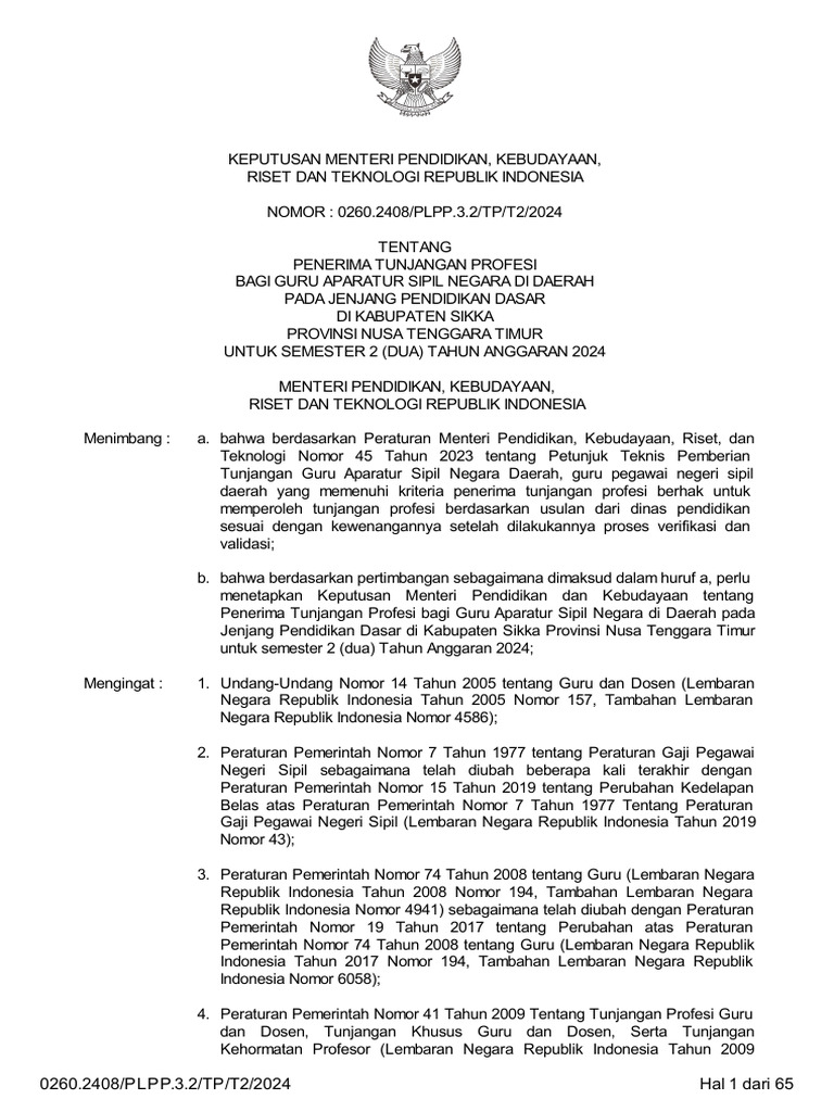 SK-TP-DAU-0260.2408 - PLPP.3.2 - TP - T2 - 2024 - DIKDAS 484 Orang | PDF