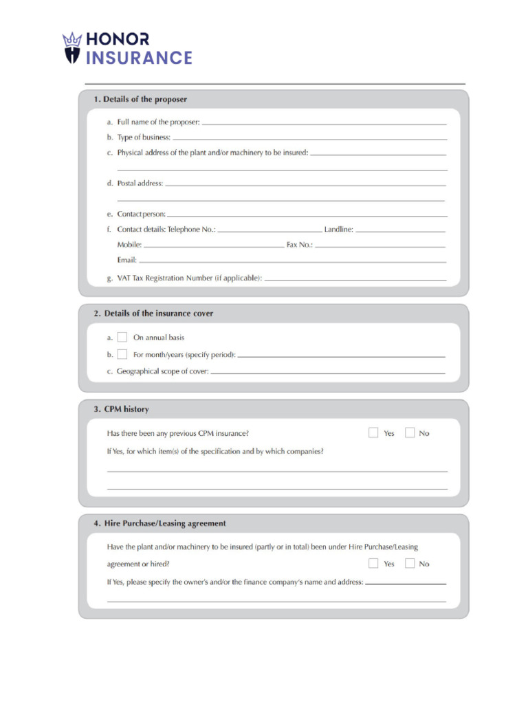 CPM - Proposal Form | PDF