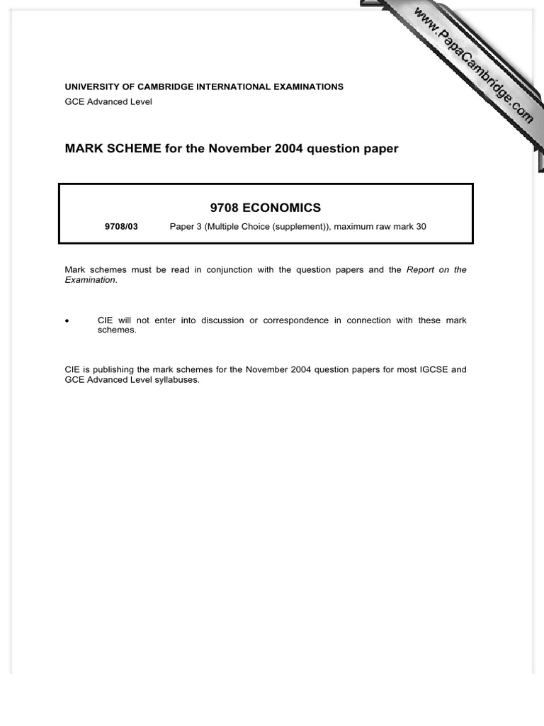 Economics Exam 9708 - w04 - Ms - 3 | PDF | Qualifications | Vocational ...