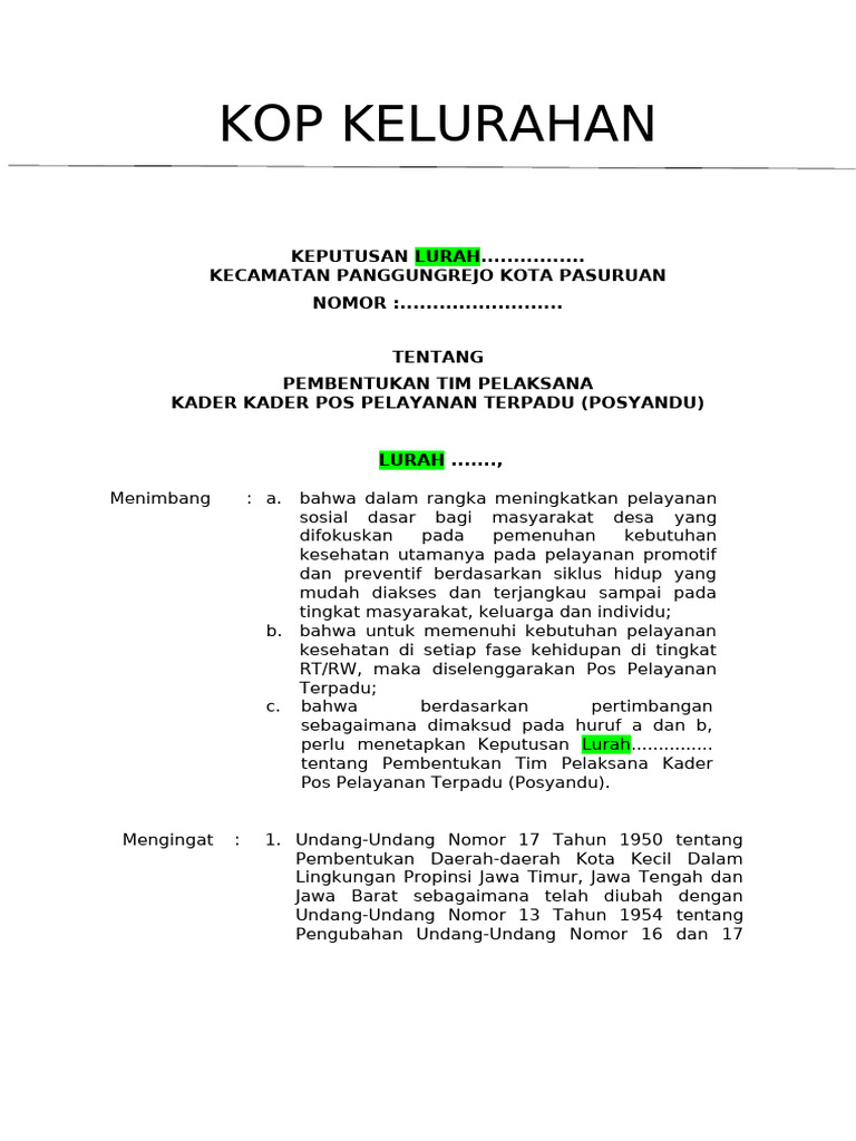 Edit Draft SK Kader Posyandu 2025 | PDF