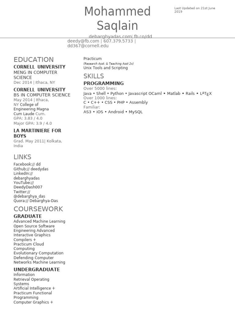 deedy-cv | PDF | Computing | Software Engineering