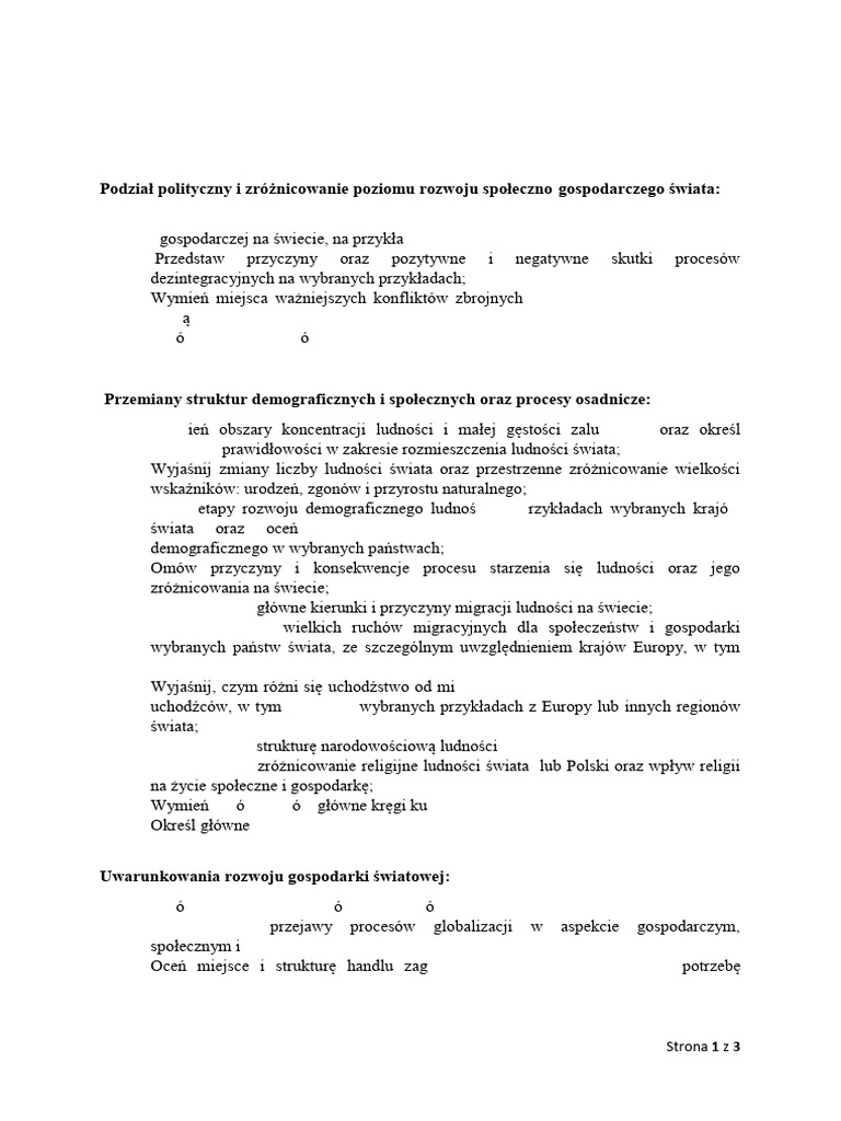 Geografia KL 2 Lo - Pytania PP | PDF