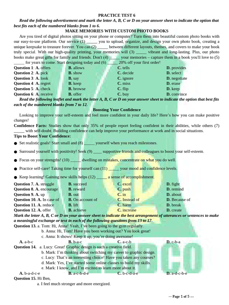 Practice Test 6 (2025 Format) | PDF | Multiculturalism | Lifelong Learning