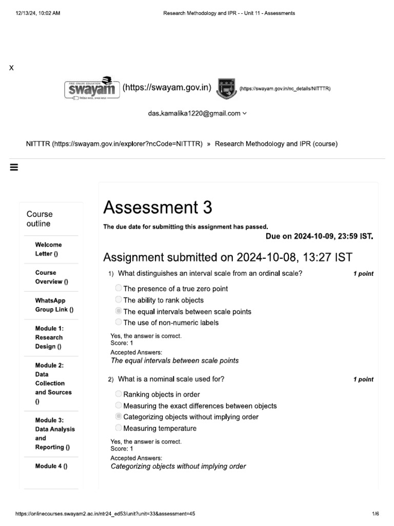 Rm&ipr Swayam Assignment 3 | PDF