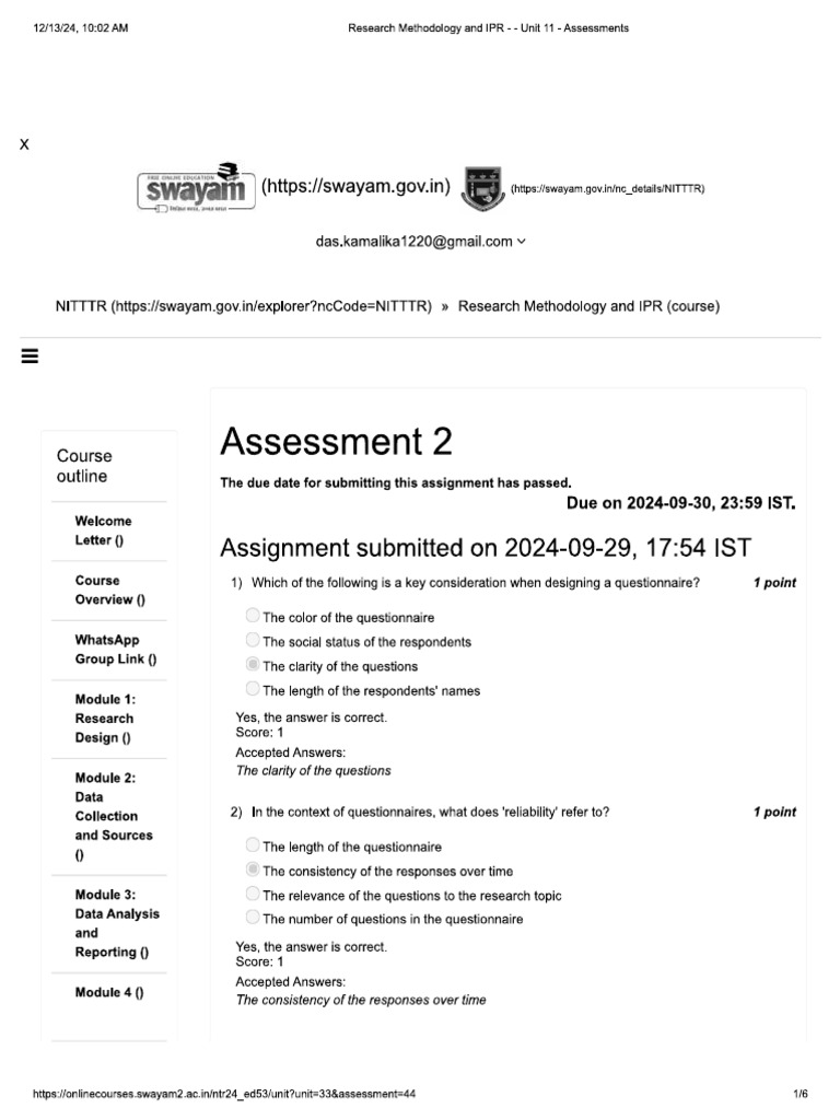 RM&IPR SWAYAM ASSIGNMENT 2 | PDF