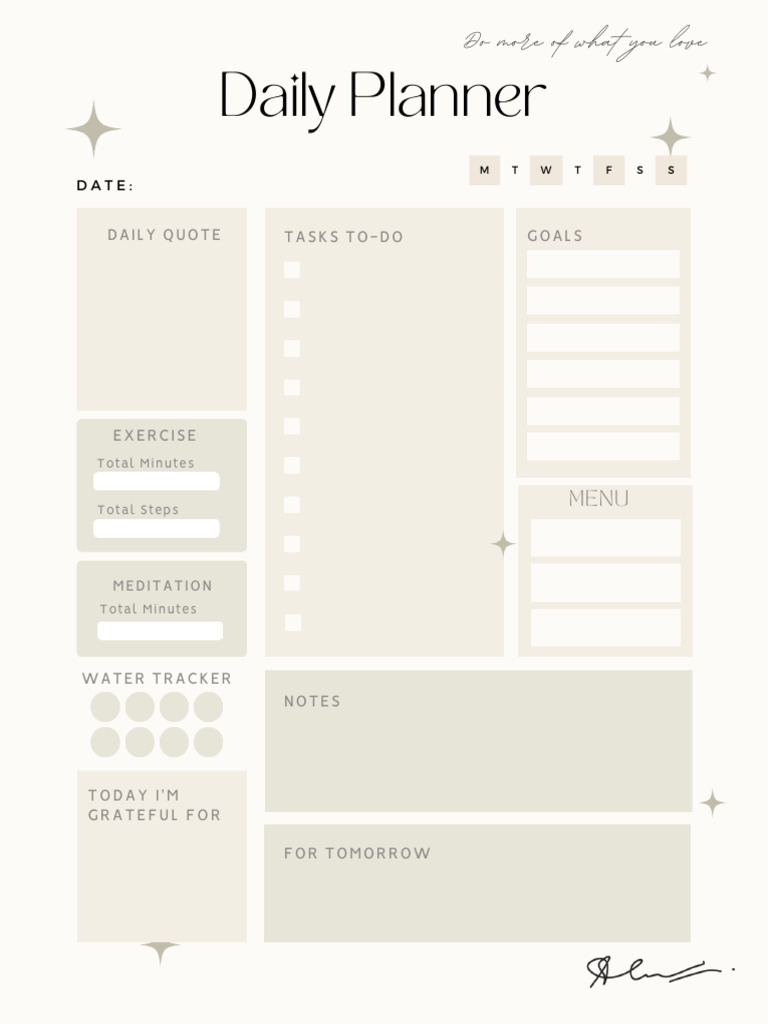 Daily Wellness Planner Template | PDF