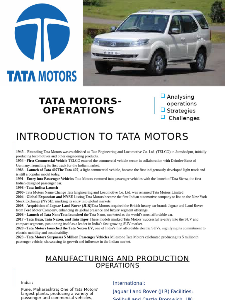 Tata Motors Operations | PDF | Vehicles | Motor Vehicle