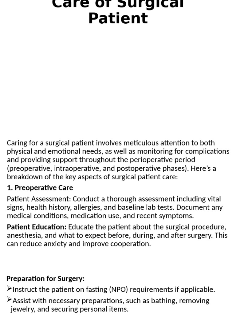 Surgical Patient Care Guide | PDF | Surgery | Perioperative
