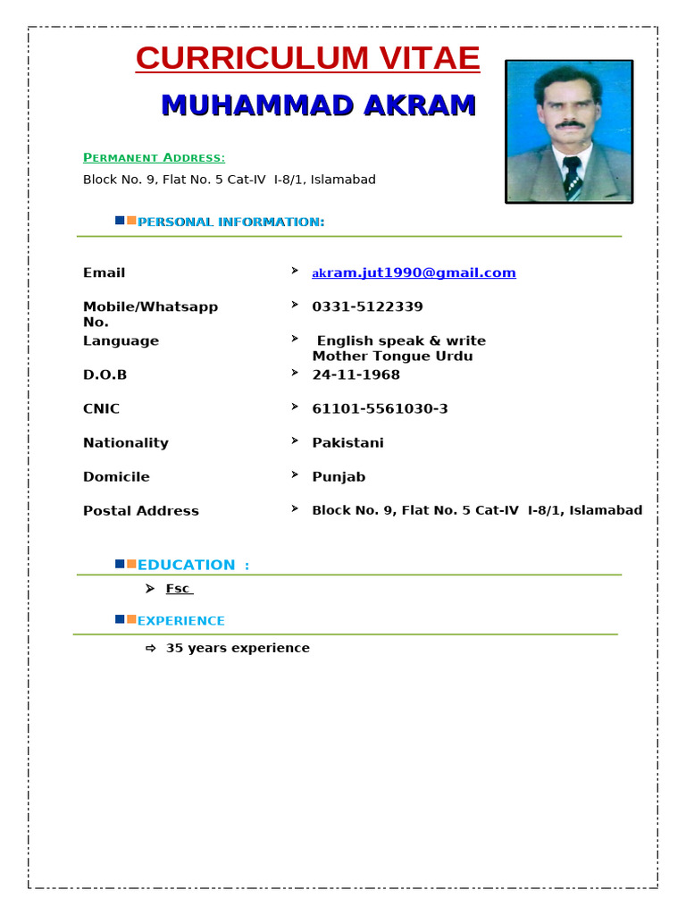 Muhammad Akram .CV | PDF
