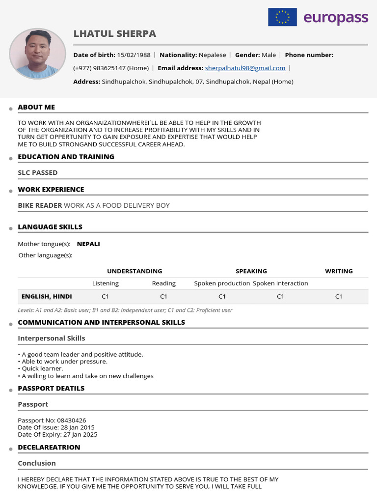 Lhatul Sherpa Cv | PDF
