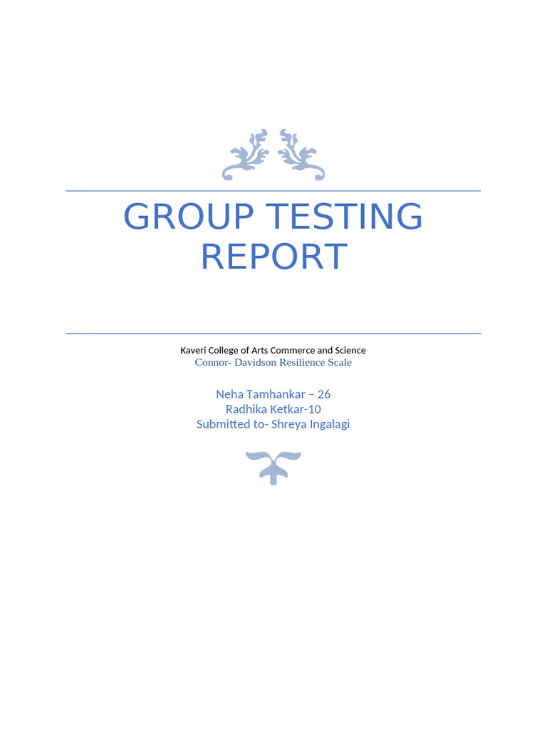 Group Testing Report | PDF | Psychological Resilience | Psychology