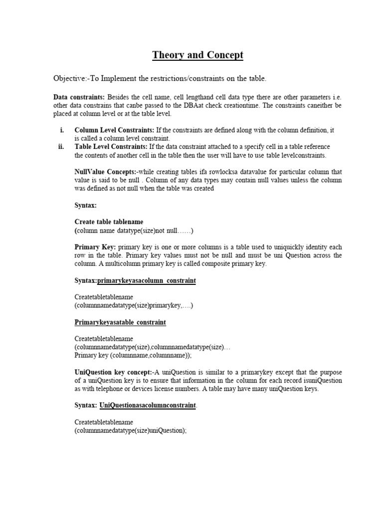 Ankitdbms 4 | PDF | Table (Database) | Data Type