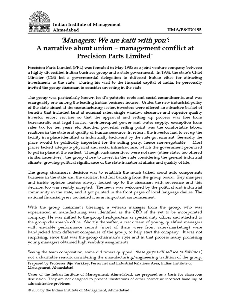 Managers We Are Katti With You A Narrative About Union-Management ...