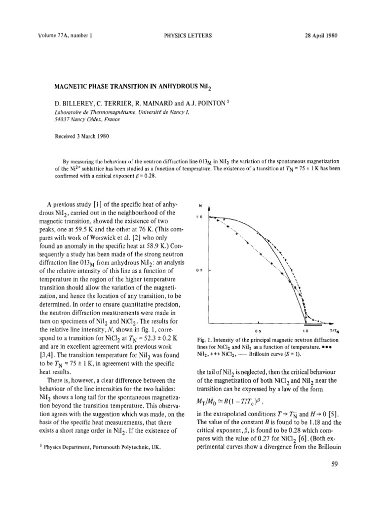 Magnetic Phase Transition in Anhydrous NiI2 | PDF | Applied And ...