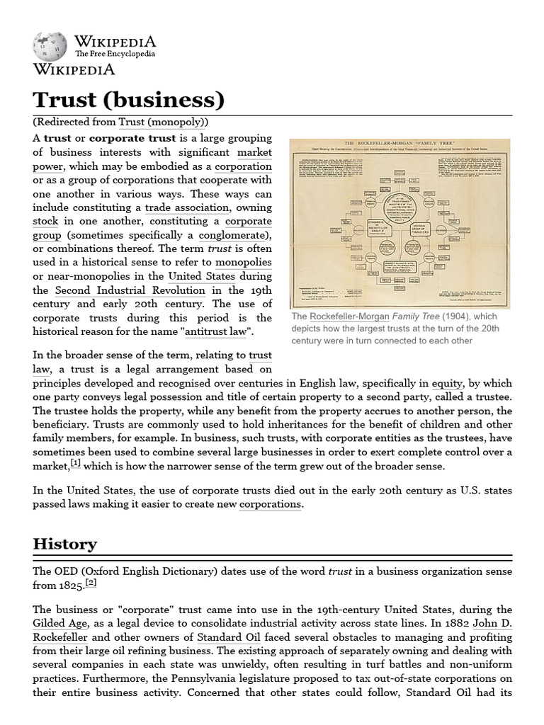 Trust (Business) - Wikipedia | PDF | Economies | Business Economics