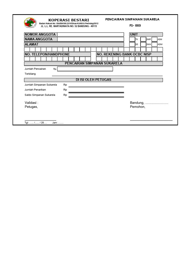 007.-Form-Pencairan-Sukarela (1) | PDF