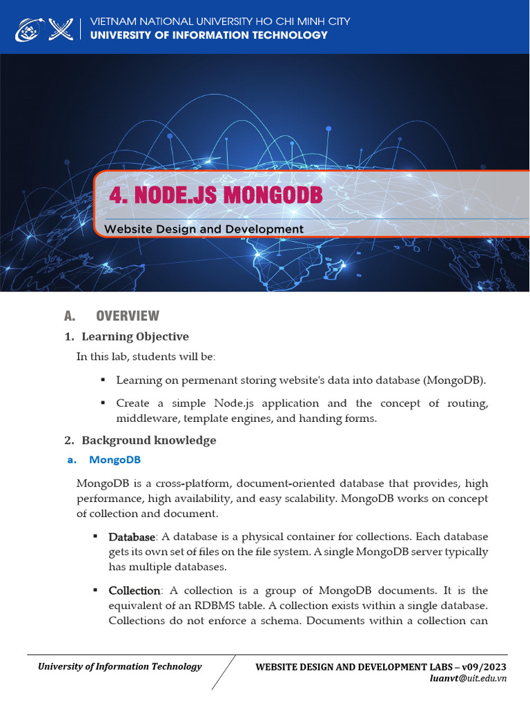 Lab04 - Node.js MongoDB | PDF | Databases | Relational Database
