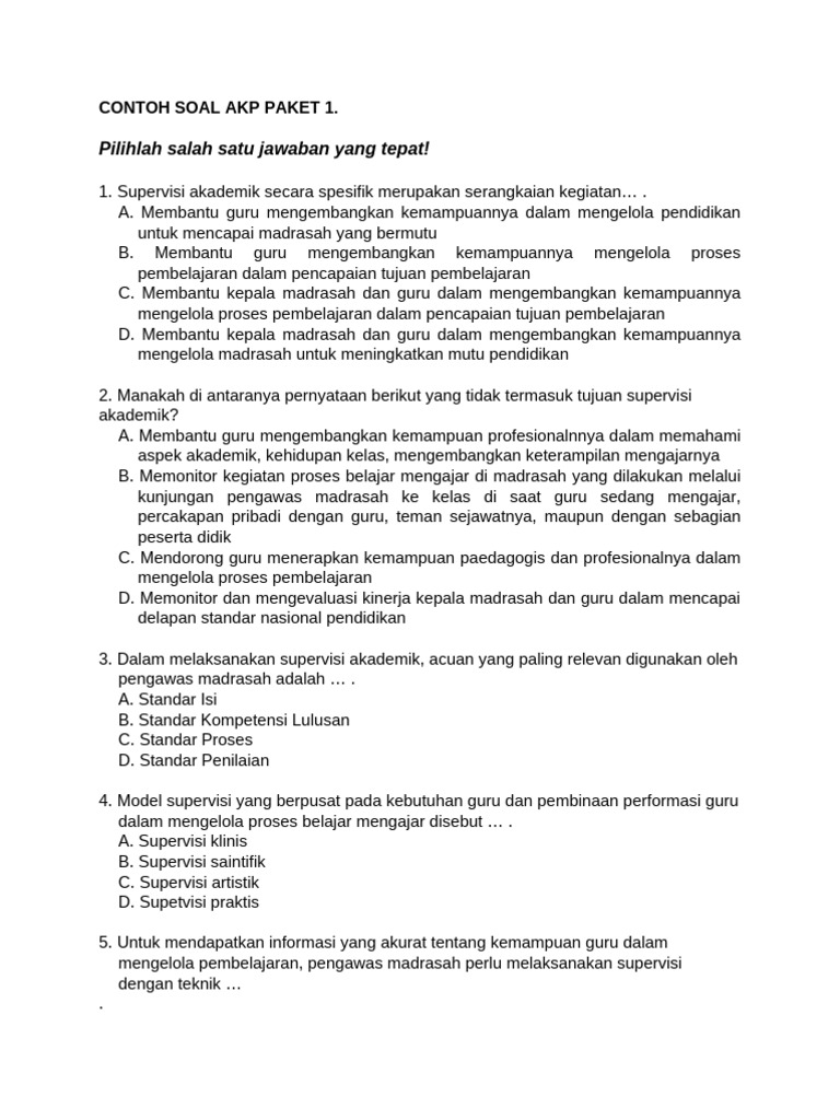 Contoh Soal Akp Paket 1 | PDF