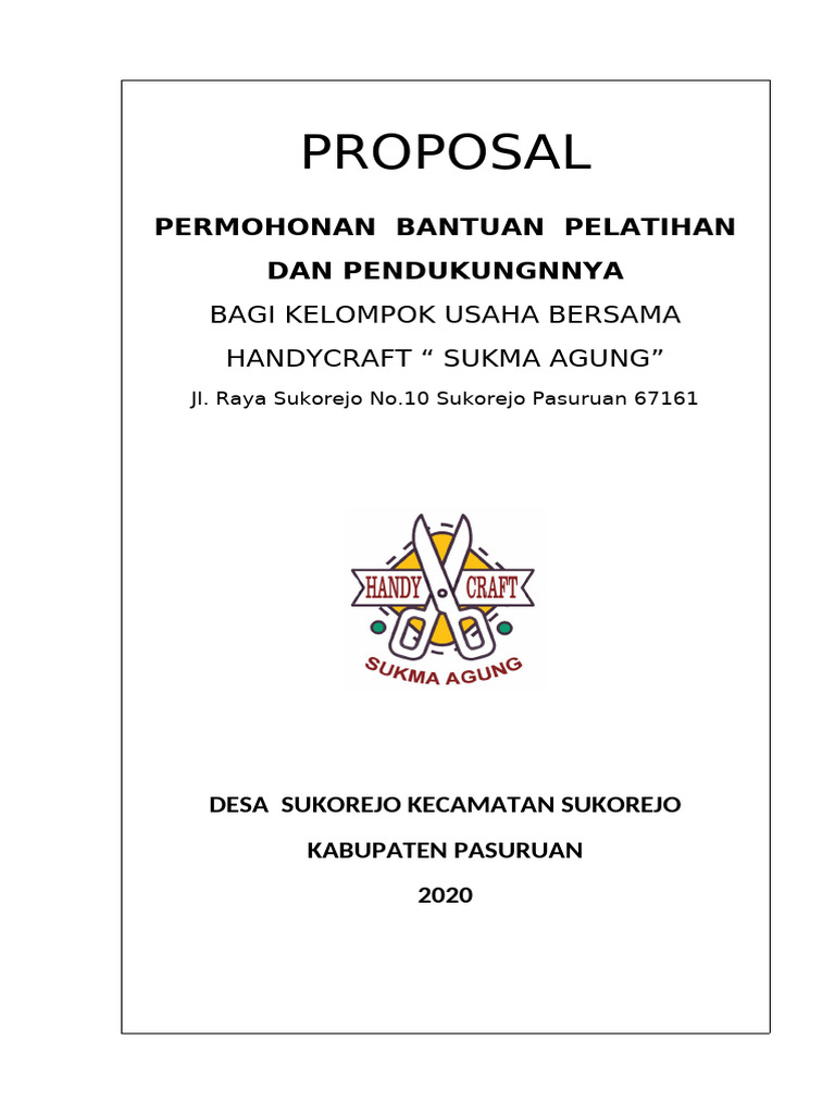 Proposal Pelatihan Handycraft Sukma Agung | PDF