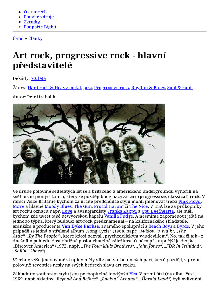 Art Rock, Progressive Rock - Hlavní Představitelé - Články - Bigbít ...