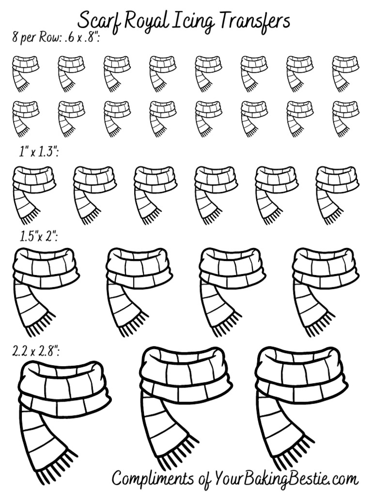 Scarf Royal Icing Transfers Sizes | PDF