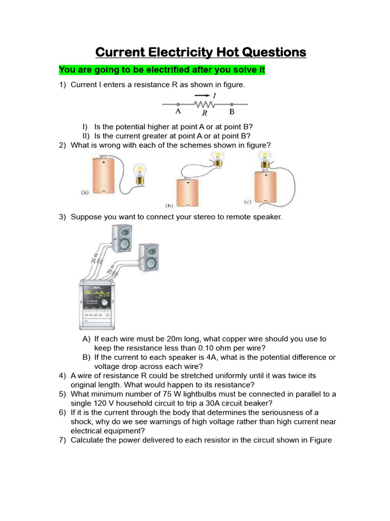X-Current Electricity Hot Questions | PDF | Electrical Resistance And ...