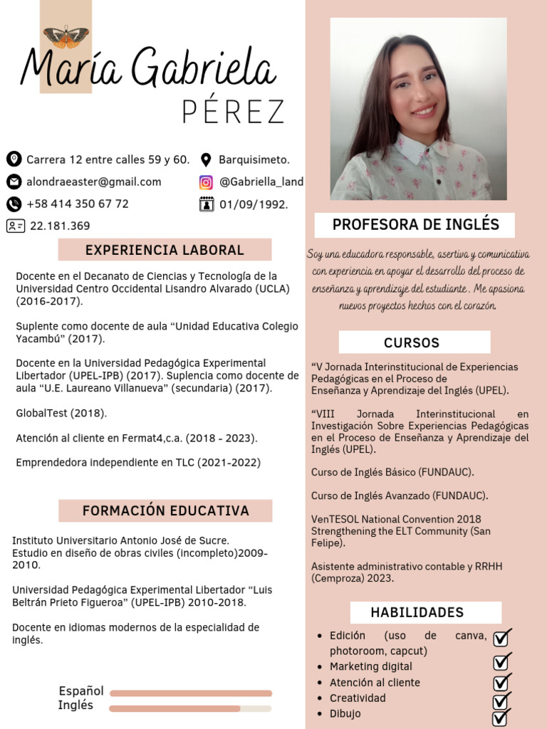 CURRICULUM VITAE _Maria Gabriela Perez_2024 | PDF | Maestros | Enseñando