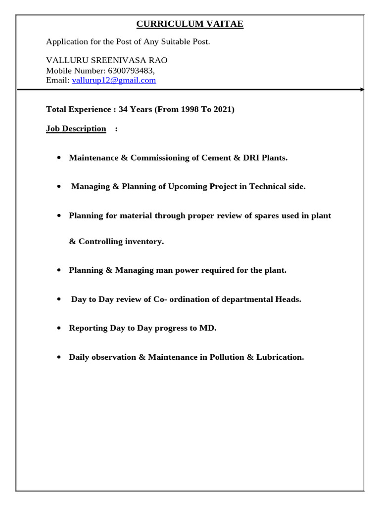 CURRICULUM VAITAE 9th july 2023 V S Rao | PDF