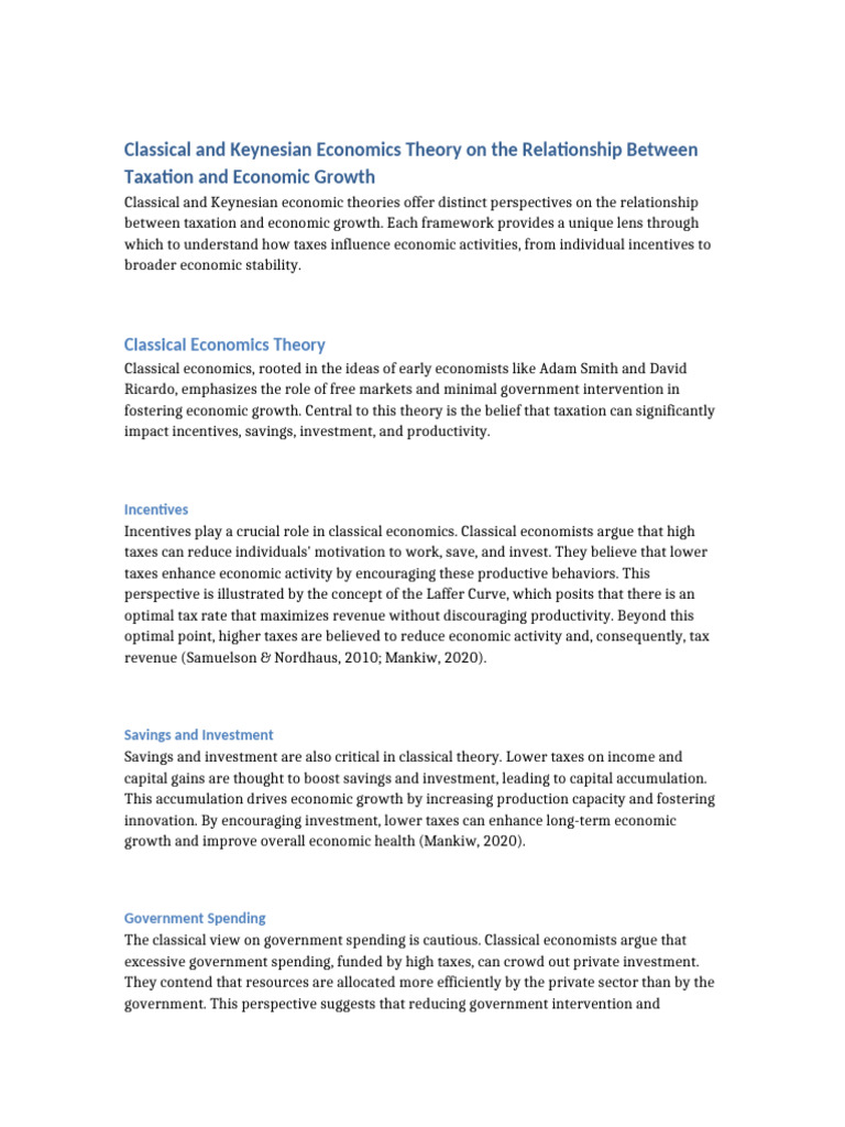Classical and Keynesian Economics On Taxation and Growth | PDF ...