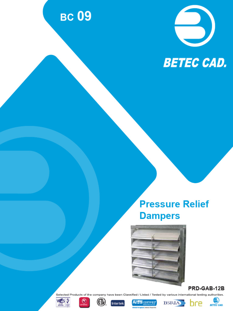 BC09 Pressure Relief Dampers | PDF | Duct (Flow) | Sheet Metal