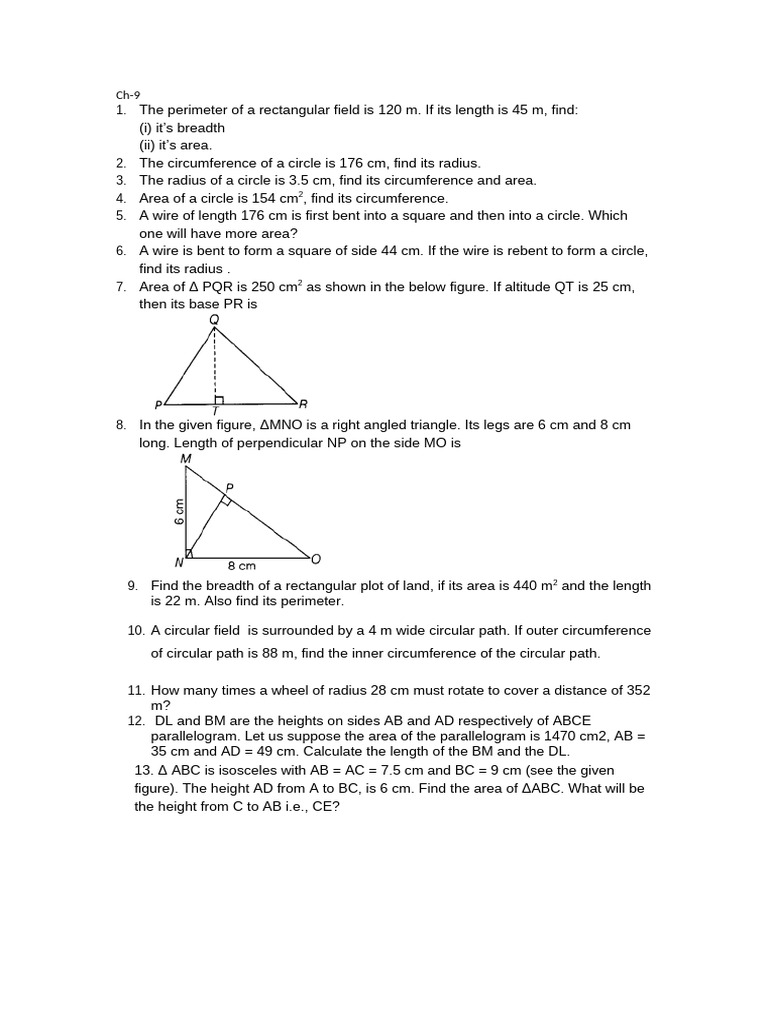 Geometry Problems: Area and Perimeter Calculations | PDF