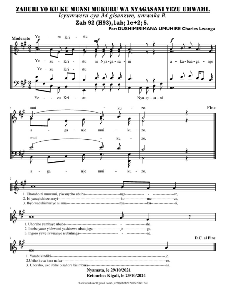 6.zaburi - Kristu Umwami (Icya 34) - B. | PDF