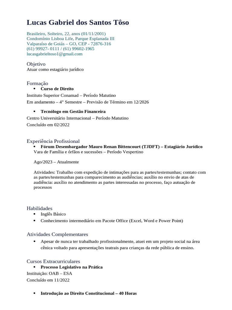 Currículo Lucas Gabriel | PDF