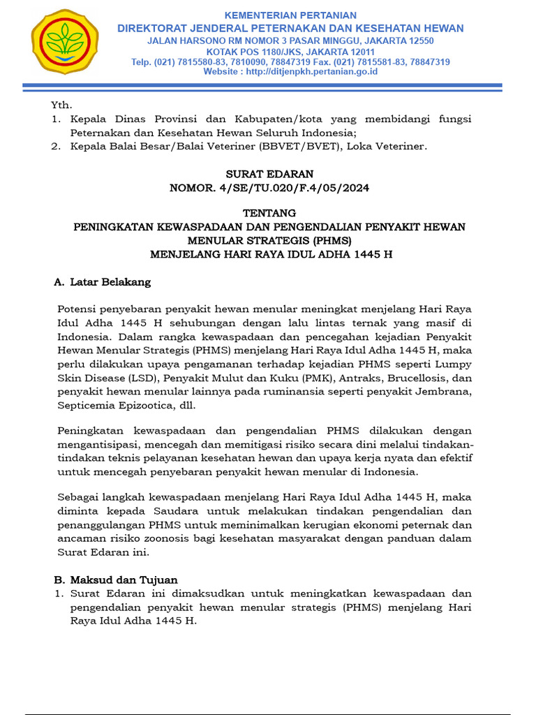 Waspada Penyakit Hewan Menular Idul Adha | PDF