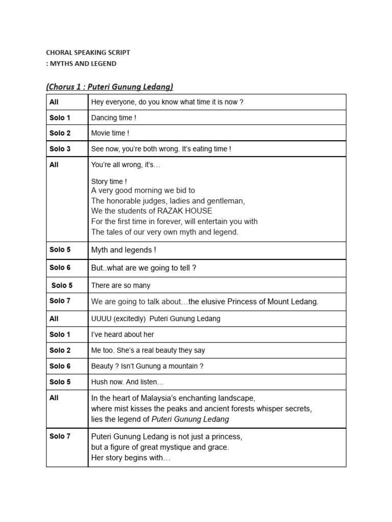 CHORAL SPEAKING SCRIPT (2) | PDF