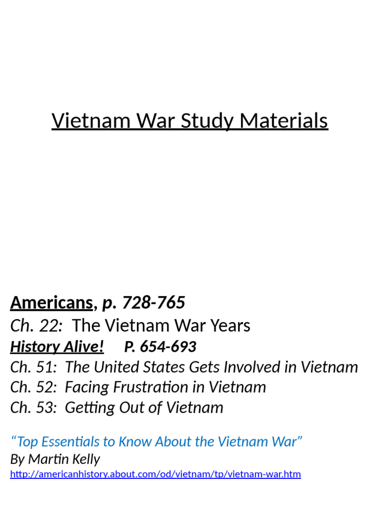 Vietnam War Study Materials | PDF | Vietnam War | Viet Cong