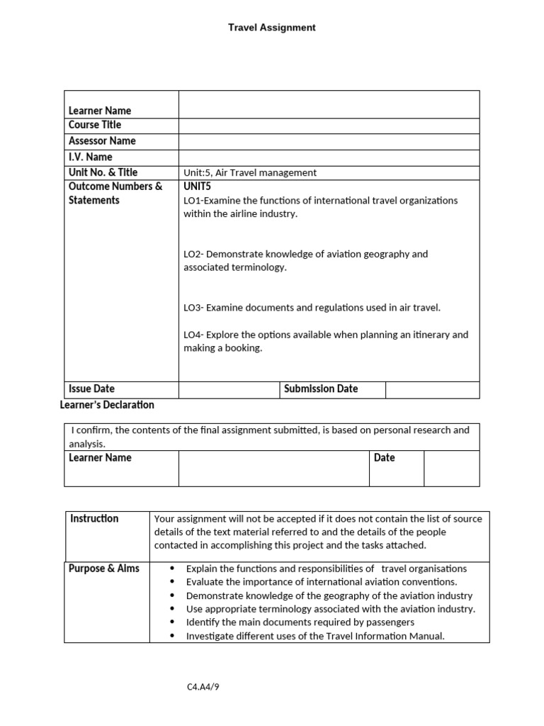 Travel Written Assessment | PDF | Tourism | Airlines