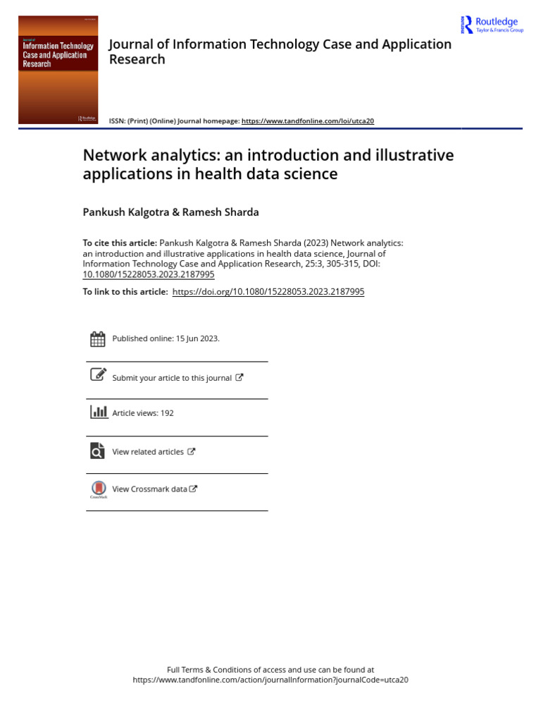 Network Analytics An Introduction and Illustrative Applications in ...