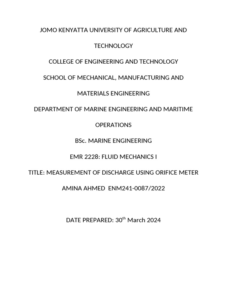 Orifice Meter | PDF | Flow Measurement | Applied And Interdisciplinary Physics