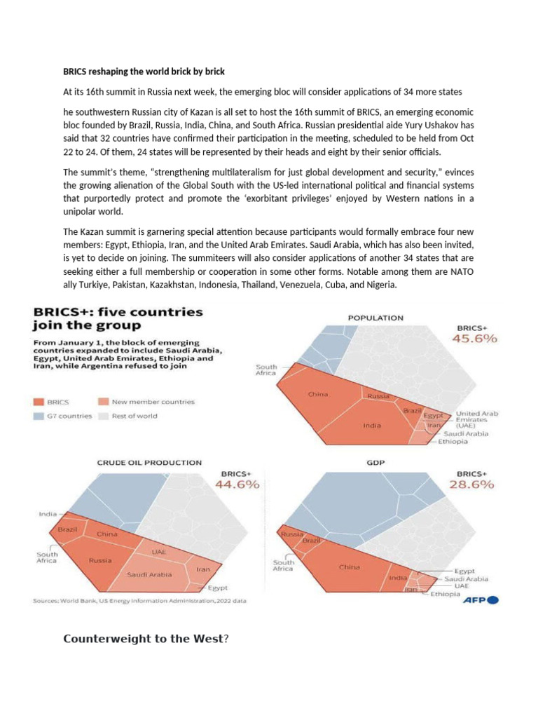 BRICS Reshaping The World Brick by Brick | PDF | Bric | Economies