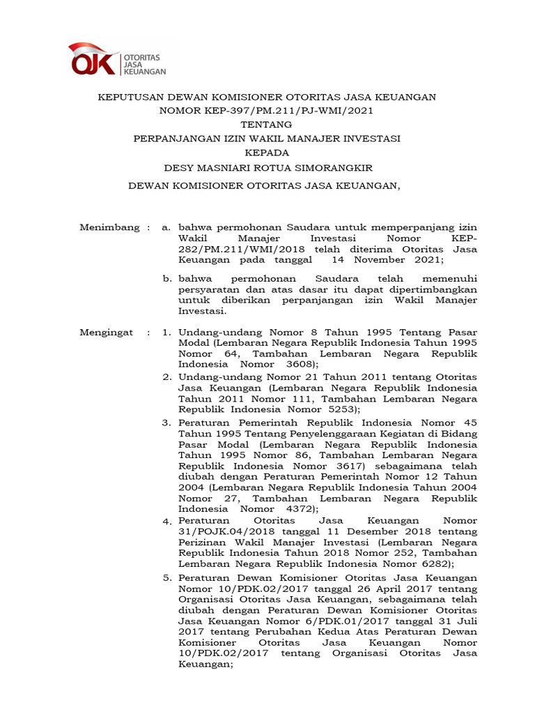 10. SK Perpanjangan Izin WMI - Desy Masniari | PDF