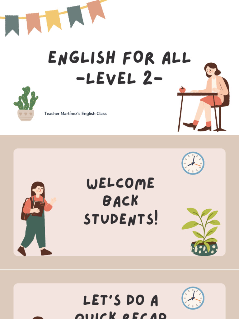 English For All - Level 2 Class 3 | PDF | Verbo | Oración (Lingüística)