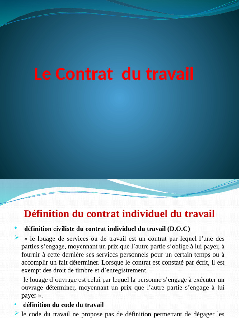 Le Contrat Du Travail | PDF | Travail | Économie