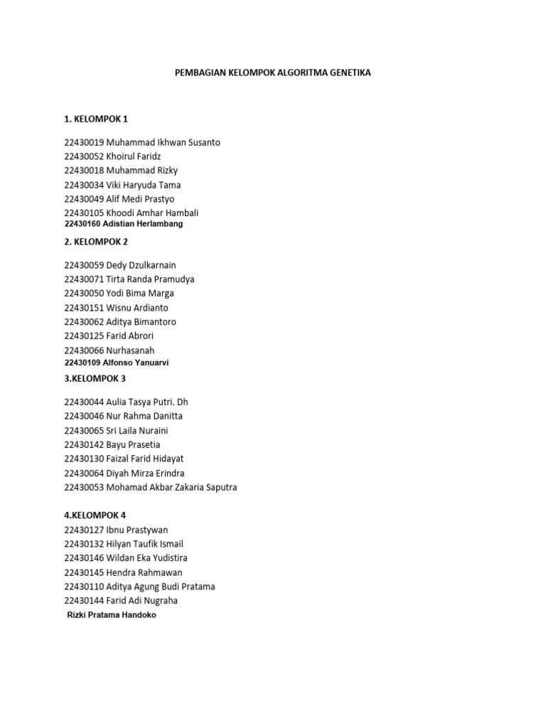 Pembagian Kelompok Algoritma Genetika-tambahan-1 | PDF