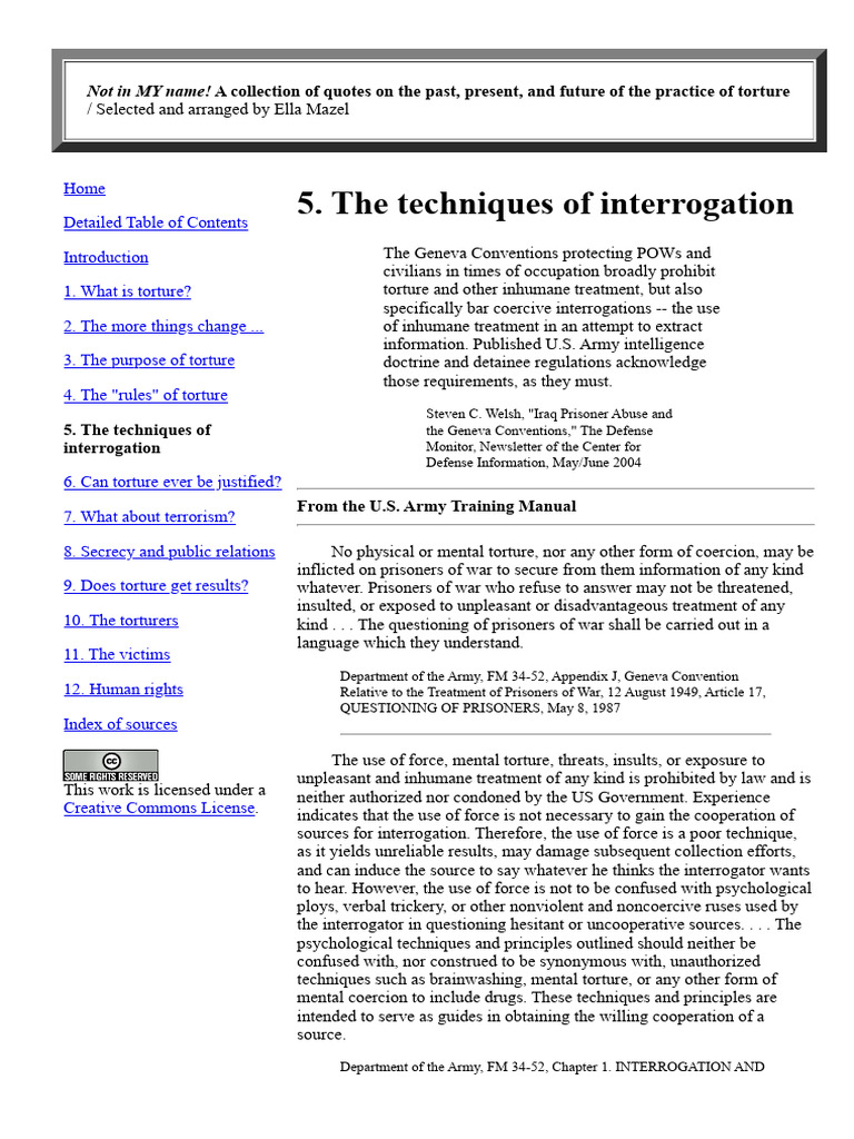 The Techniques of Interrogation | PDF | Torture | Interrogation