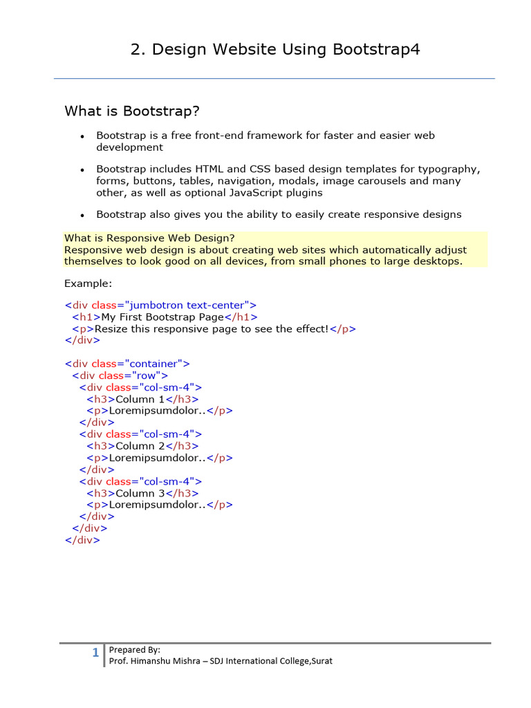 Design Website Using Bootstrap4 | PDF | Bootstrap (Front End Framework) | Responsive Web Design