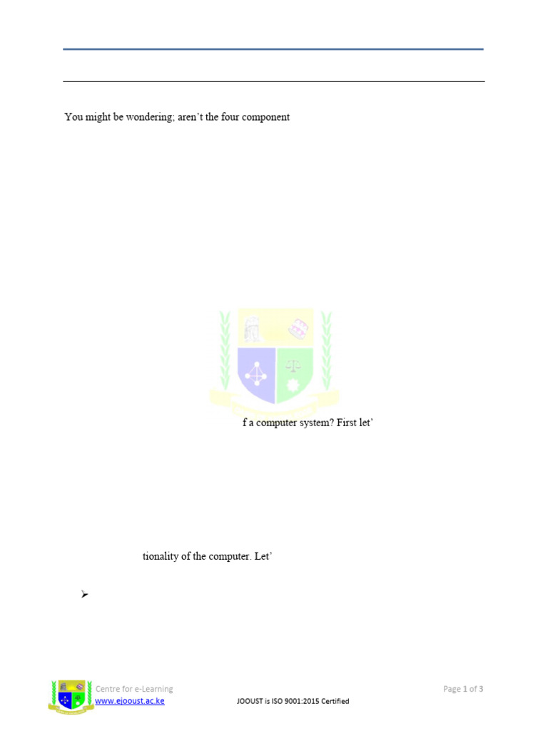 functional components of a computer | PDF | Operating System | Input/Output