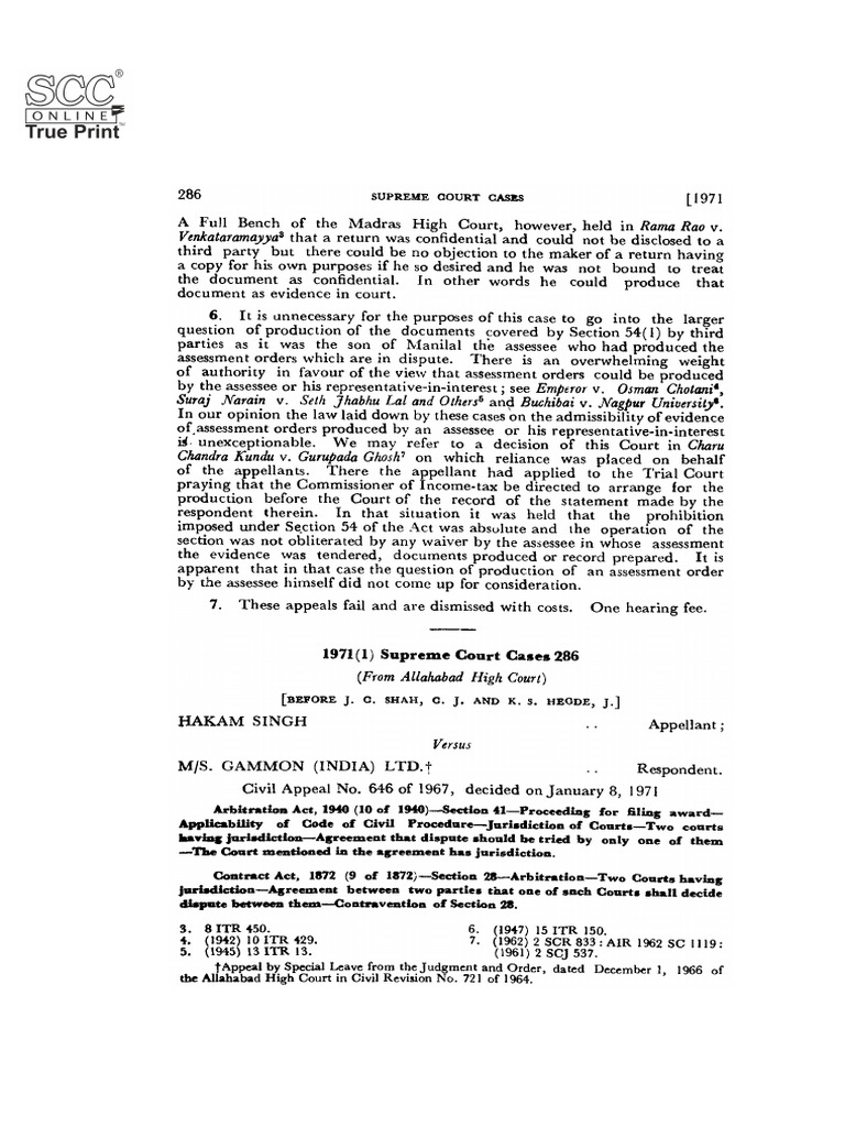 Hakam Singh V Gammon (India) LTD, (1971) 1 SCC 2 - 240801 - 194703 | PDF