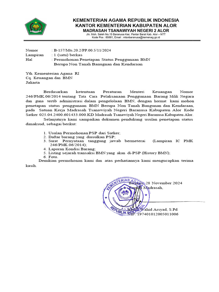 Surat Permohonan PSP | PDF