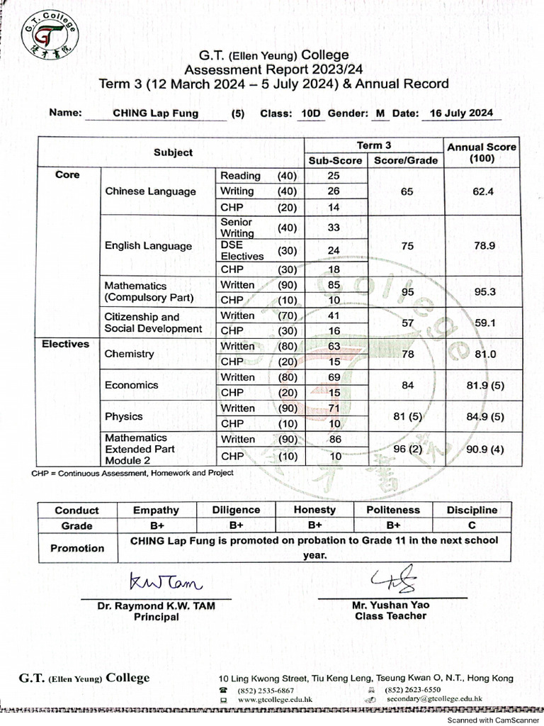Ching Lap Fung - Assessment Report 2023 - 24 | PDF